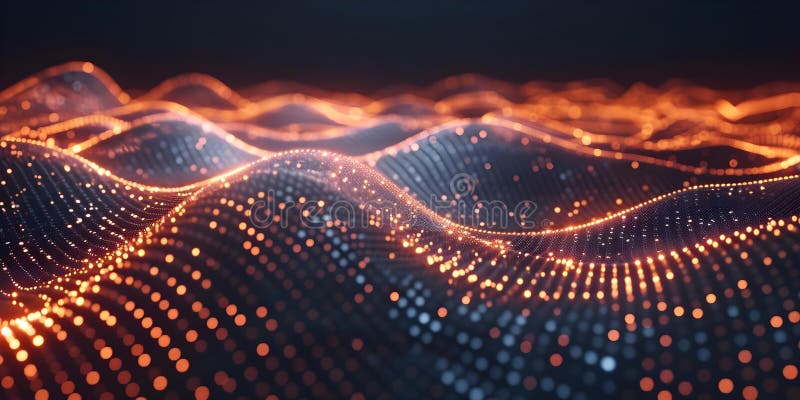 Abstract 3d Rendering Of Digital Particles Forming A Network Connection Structure With Binary