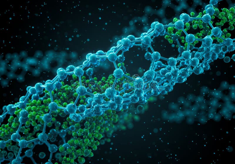 Abstract 3D Rendering of a DNA Double Helix Molecule Stock Illustration ...