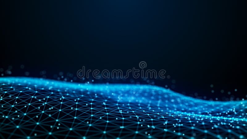 Abstract 3d Rendering Dots and Lines. Technology Background. Big Data Visualization. Artificial ...