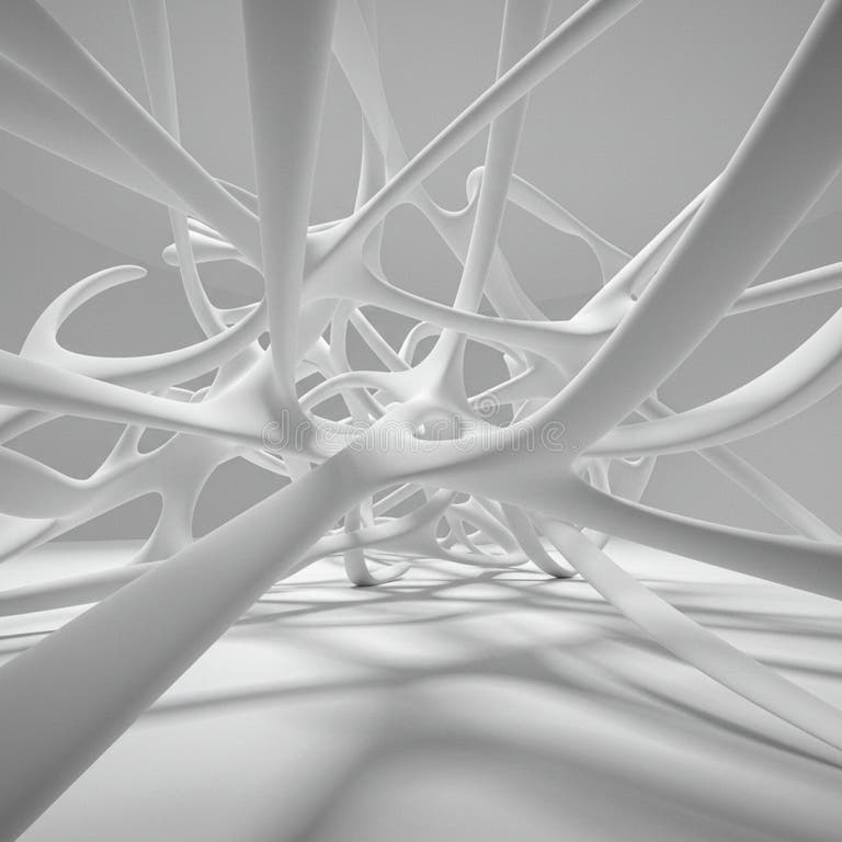 Abstract 3D Rendering Featuring Intricate, Interwoven White Structures ...