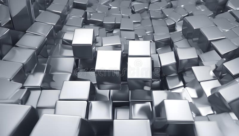 Abstract 3d Rendering of a Flying Cube Stock Illustration ...