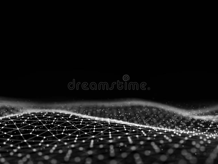 Abstract 3d Rendering Futuristic Dots and Lines. Computer Geometric Digital Connection Structure ...