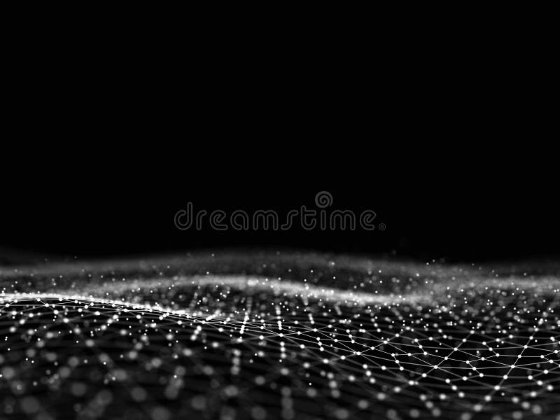 Abstract 3d Rendering Futuristic Dots and Lines. Computer Geometric Digital Connection Structure ...