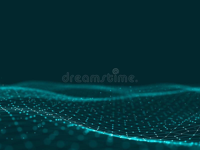 Abstract 3d Rendering Futuristic Dots and Lines. Computer Geometric Digital Connection Structure ...