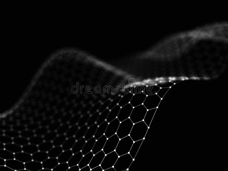 Abstract 3d Rendering Futuristic Dots And Lines Computer Geometric Digital Connection Structure