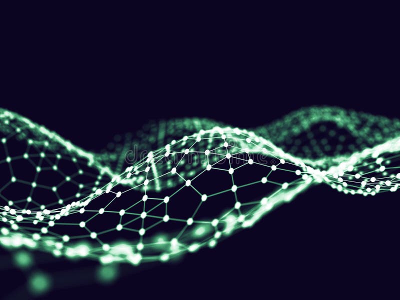 Abstract 3d Rendering Futuristic Dots And Lines Computer Geometric Digital Connection Structure