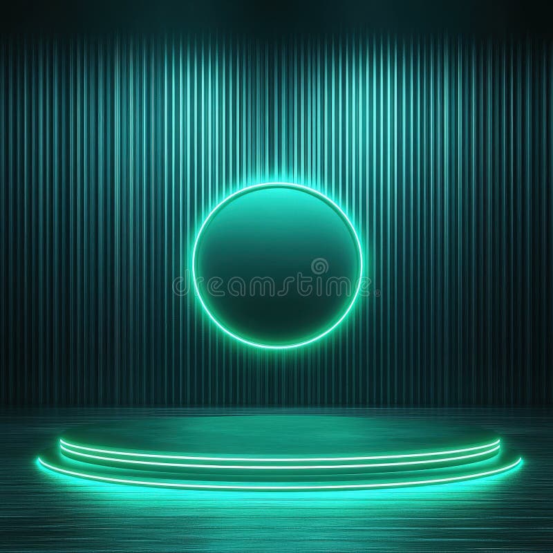 Futuristic Neon Green Circle Stage. Stock Illustration - Illustration ...