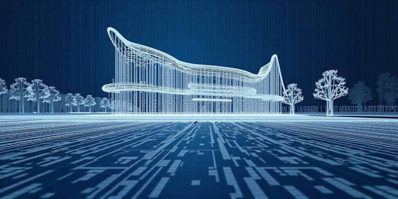 Futuristic Roller Coaster Blueprint - Modern Architecture and Design Stock Illustration ...