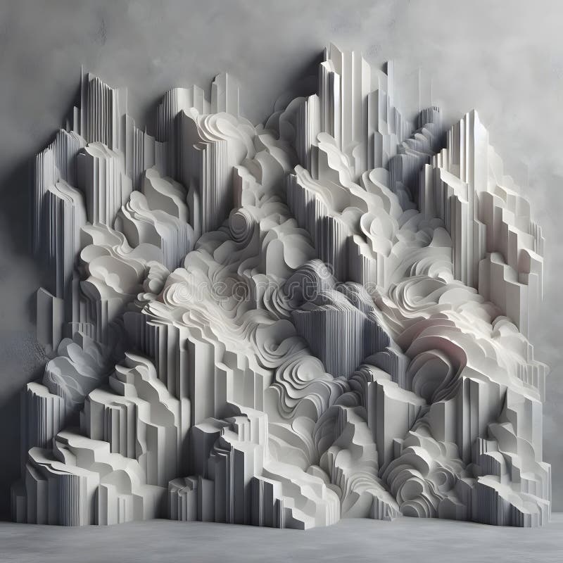Abstract 3d Rendering of Geometric Shapes in White and Gray Colors ...