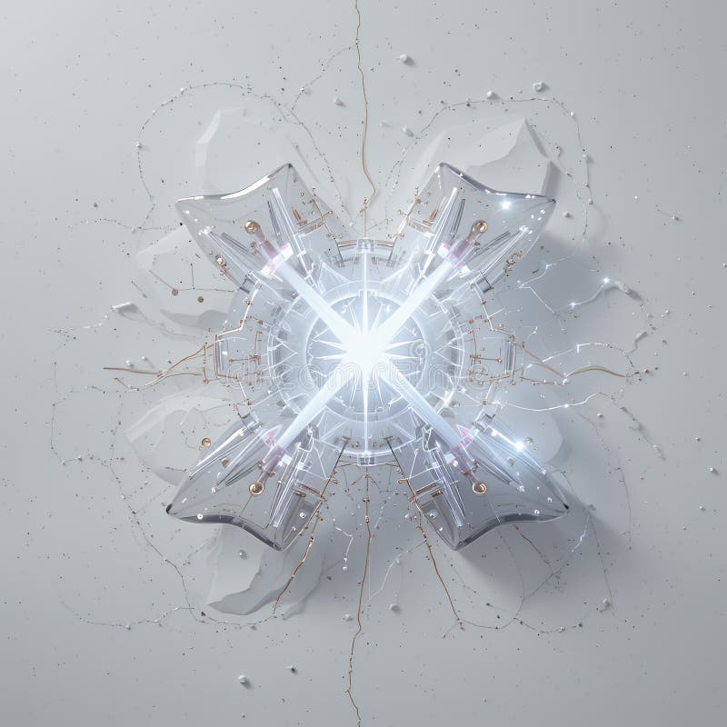 Abstract Glowing Crystal Structure Explosion 3D Render Stock ...
