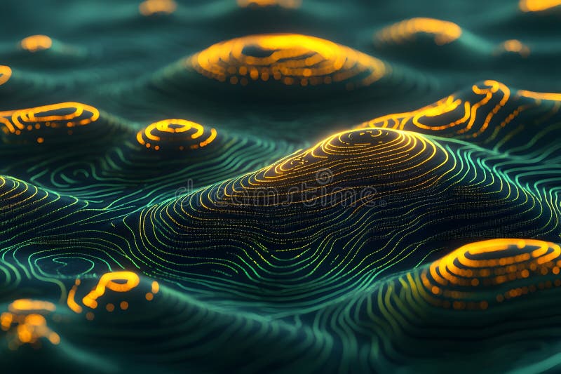 3d Rendering Futuristic Surface Glowing Orange Lines Stock Photos ...