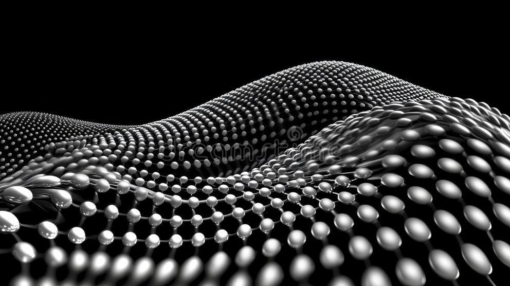 Abstract Grayscale 3D Render of Interconnected Spheres on Black ...