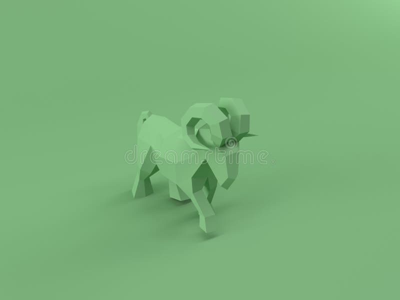 Abstract 3D Rendering Green Goat Stock Illustration - Illustration of ...