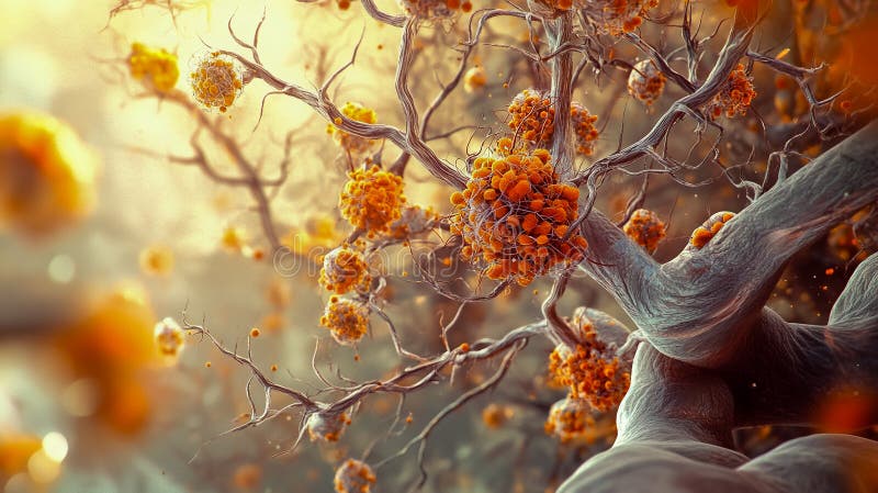 Abstract 3D Rendering of Human Nerve Cells Set in Organic Environment ...