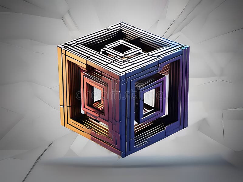 Abstract 3D Rendering of Hypercube Unfolding Realistic Modern Stock ...