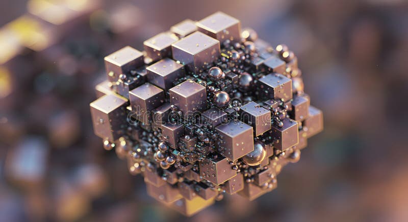 Abstract Network Spheres Cubes Dark Background Stock Photos - Free ...