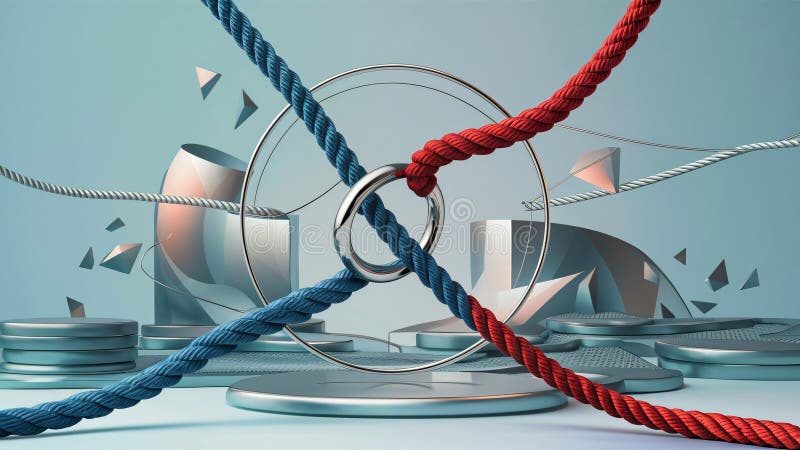 Abstract 3D Rendering, Interconnected Ropes and High Quality Image ...
