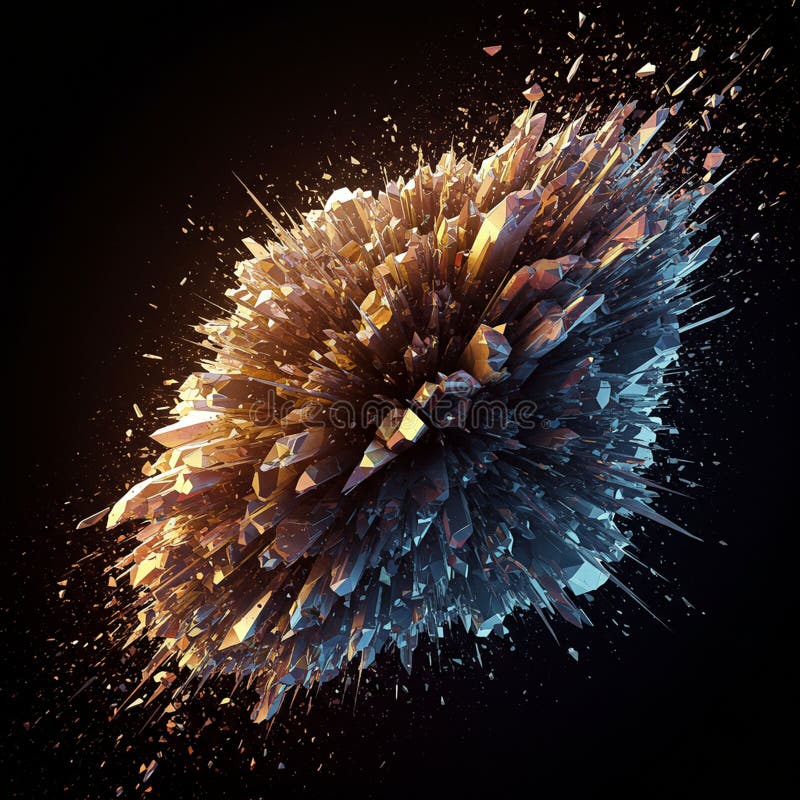 An Abstract 3D Rendering of a Jagged, Crystalline Structure Bursting ...