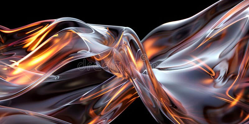 Abstract 3d Rendering of Liquid Glass in the Form of a Wave with an ...