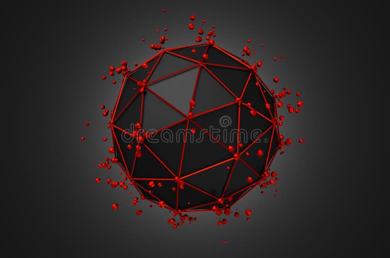 Abstract 3d Rendering of Low Poly Black Sphere Stock Illustration ...