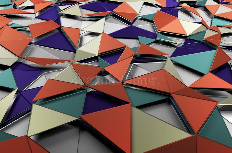 Abstract 3d Rendering of Low Poly Colored Surface Stock Illustration ...