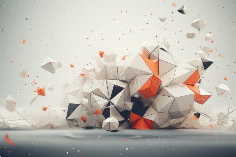 Abstract 3d Rendering of Low Poly Geometric Shape. Futuristic ...