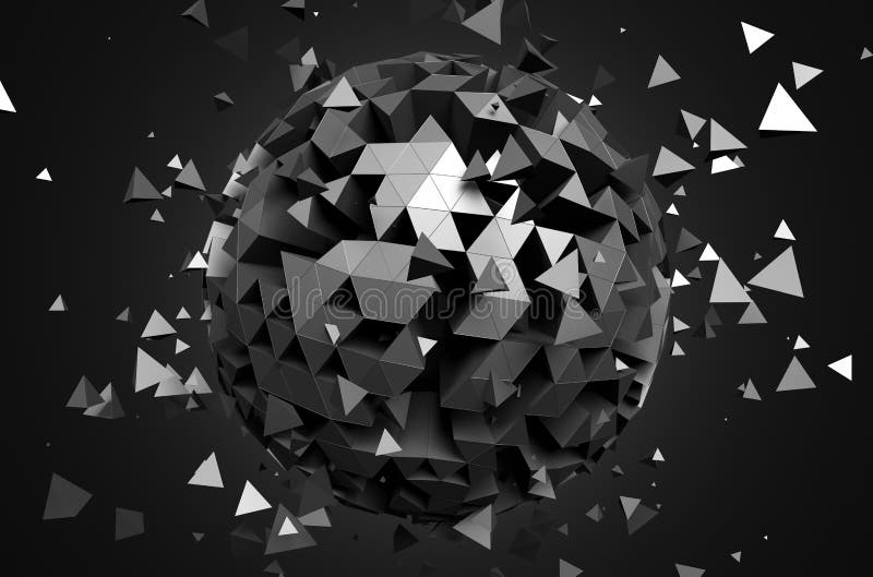 Abstract 3d Rendering of Low Poly Sphere with Stock Illustration ...