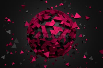 Abstract 3D Rendering of Low Poly Sphere Stock Illustration ...
