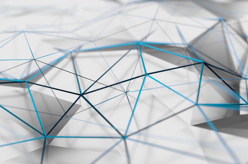 Abstract 3D Rendering of Low Poly White Surface Stock Illustration ...