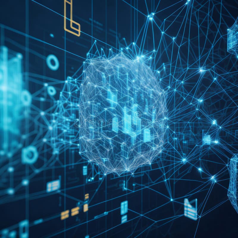 Abstract 3d Rendering of Low Poly Wireframe Human Brain. Stock ...