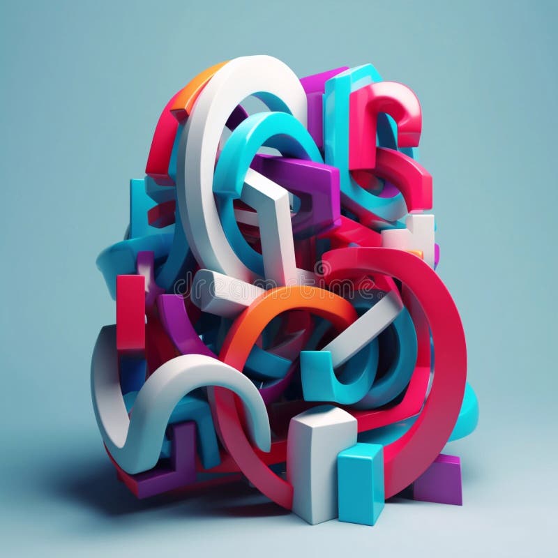Abstract 3d Rendering of Multicolored Question Marks on Blue Background ... Abstract 3d Rendering of Multicolored Question Marks on Blue Background ...