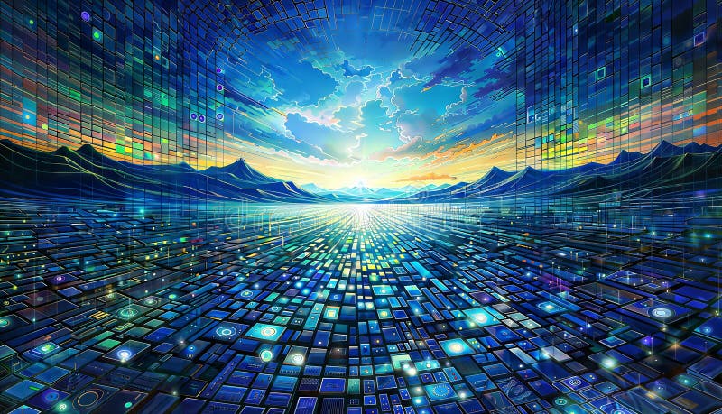 Futuristic Abstract Background with a Lot of Square Objects. 3d ...