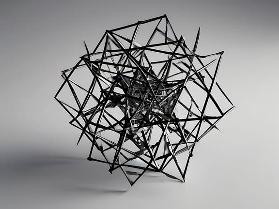 Abstract 3D Rendering of Octahedral Structure Spinning Simple Stock ...