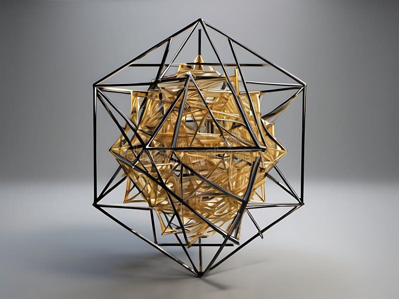 Abstract 3D Rendering of Octahedral Structure Spinning Simple Stock Illustration - Illustration ...