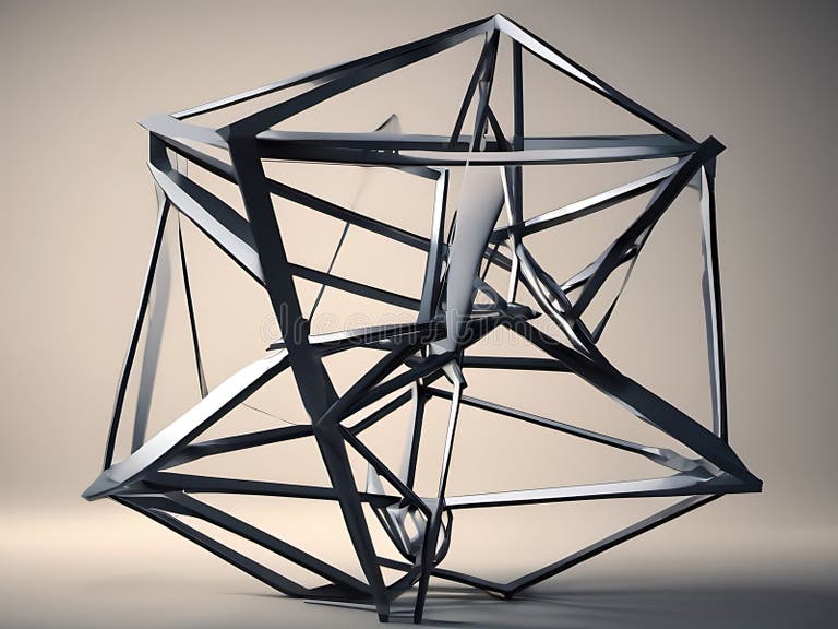 Abstract 3D Rendering of Octahedral Structure Spinning Simple Stock ...