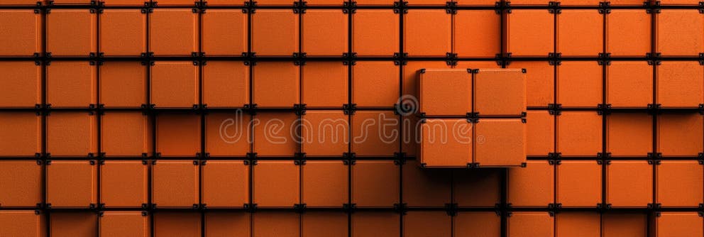 Abstract 3D Rendering of Orange Cubes Forming a Pattern with One ...
