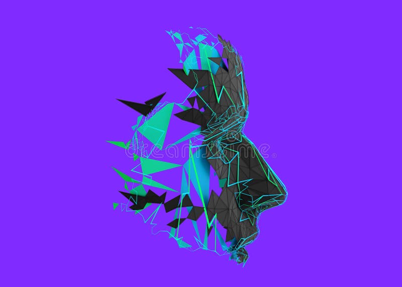 Abstract 3D Rendering of Polygonal Human Face Stock Illustration ...