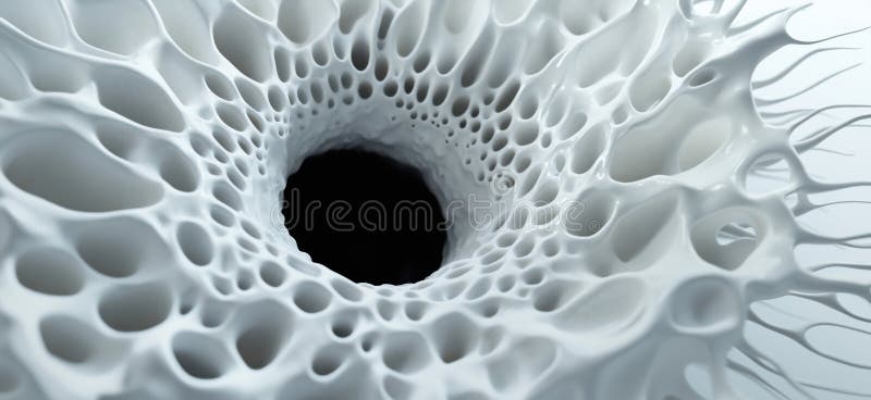 Abstract 3D Rendering of a Porous Structure with a Deep Central Void ...