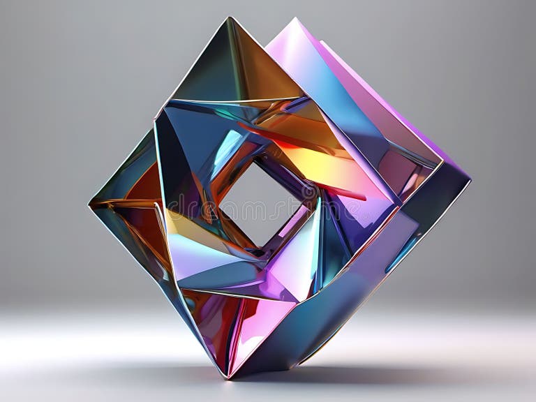 Abstract 3D Rendering of Prismatic Form Rotating Simple Stock ...