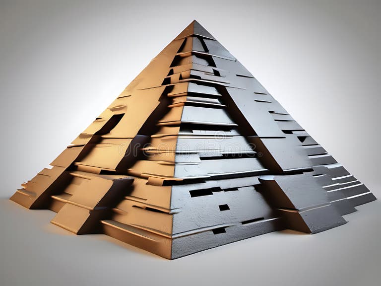 Abstract 3D Rendering of Pyramid Collapsing Realistic Modern Stock ...