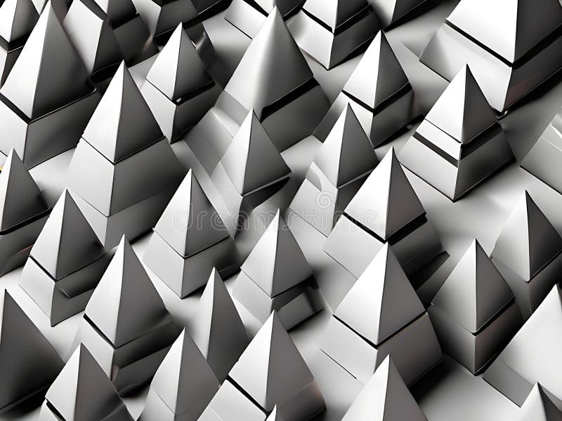 Abstract 3D Rendering of Pyramidical Structure Shifting Simple Stock ...