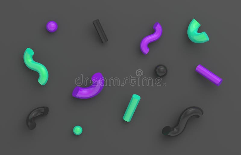 Abstract 3D Rendering of Random Shapes Stock Illustration ...