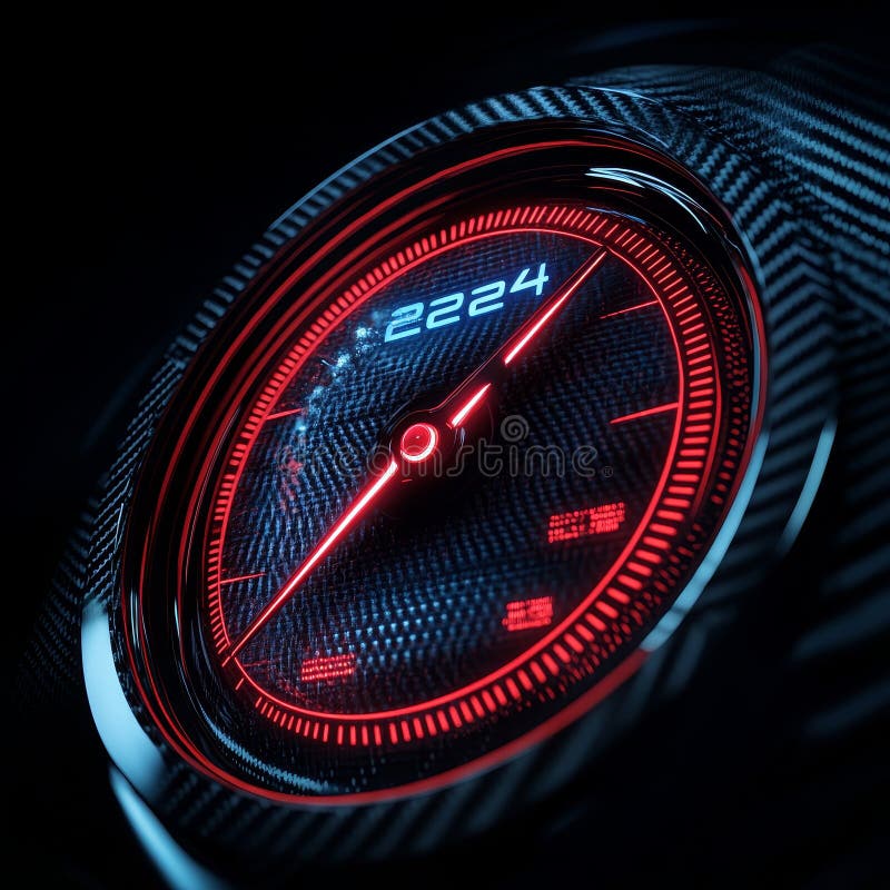 Abstract 3d Rendering of a Speedometer on a Futuristic Background ...