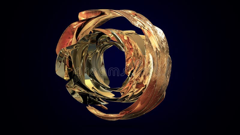 Abstract 3d Rendering of Sphere with Golden Rings in Empty Space ...