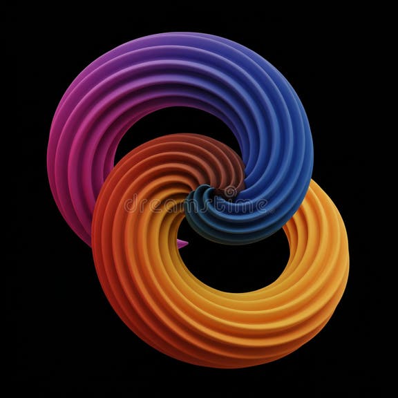 Abstract 3D Rendering of Three Intertwined Torus Shapes. Each Has ...
