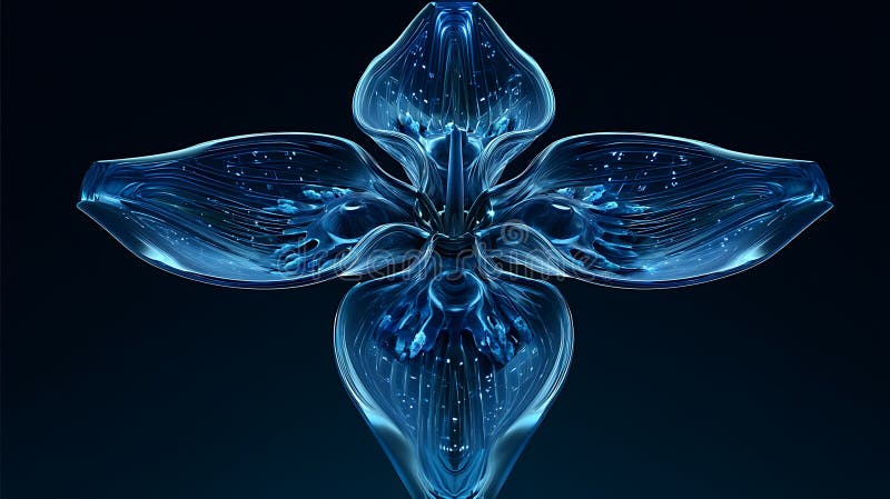 An Abstract 3D Rendering of a Translucent Blue Form Resembling a Flower ...