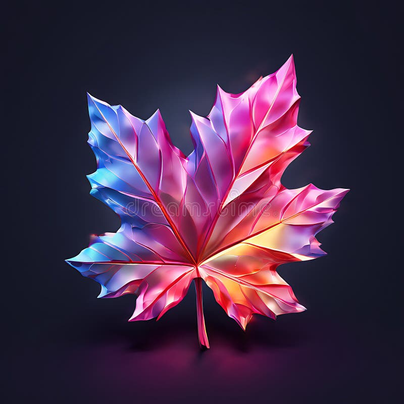 Abstract 3D Rendering of a Vibrant Maple Leaf Stock Illustration ...