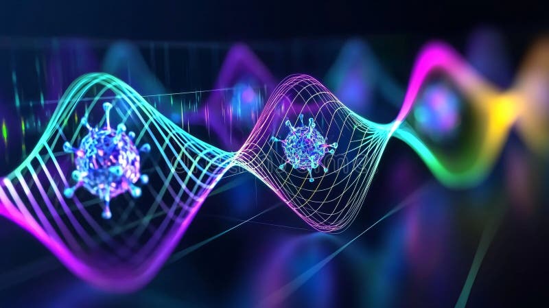 Vibrant Waveform with Microscopic Virus Abstract Medical Science ...