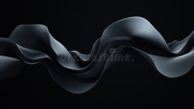 Abstract 3D Rendering of a Wave-like Structure in Shades of Gray and ...