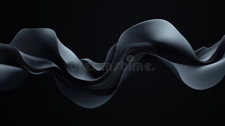 Abstract 3D Rendering of a Wave-like Structure in Shades of Gray and ...